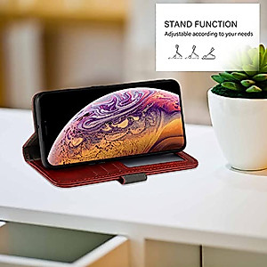 Case for Oppo Realme 7 Pro, Magnetic PU Leather Wallet-Style Business Phone Case,Fashion Flip Case with Card Slot and Kickstand for Oppo Realme 7 Pro Sun Kissed Leather 6.4 inches-Red