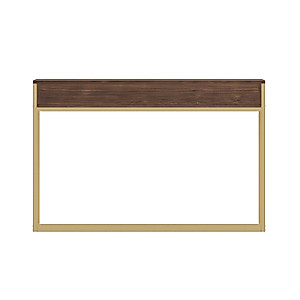 Martha Stewart Ollie Home Office Desk with 3 Drawers in Walnut Wood Grain with Polished Brass Hardware