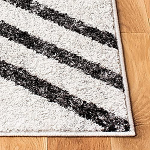 SAFAVIEH Adirondack Collection 6' x 9' Ivory/Charcoal ADR253B Modern Geometric Distressed Non-Shedding Living Room Bedroom Dining Home Office Area Rug