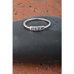 SILVERCLOSEOUT Rhodium Plated Sterling Silver Ladies Stackable Hope Inspiration Ring - Size 5