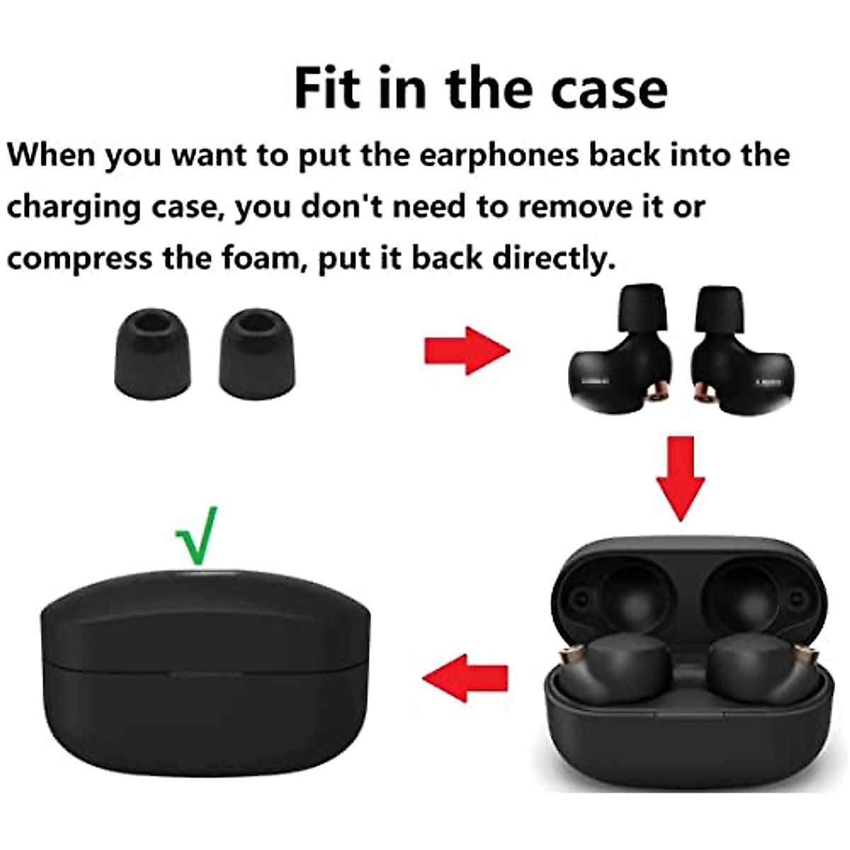 BLLQ Earbud Memory Foam Tips Earbuds Replacement Tips Ear Tips Earbuds Foam Eartips Compatible with Sony Headphones , S/M/L 6 Pairs , Foam Black