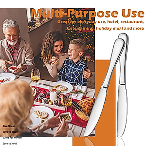 ATB Dinner Knives Set, Stainless Steel Table Knife, Butter Spreder, 2/4/6 Pieces Mirror Polished Dinner Knife, Sturdy and Dishwasher Safe, Silverware Cutlery (6 Pcs)