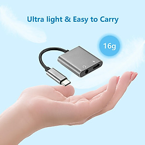 PEPPER JOBS USB-C to 3.5 mm Headphone Jack Adapter 2-in-1 USB-C to AUX Adapter with Fast Charging, Compatible with Samsung Galaxy S21 Series and More (C2PDA)