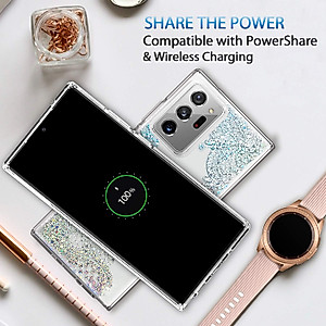 Coolwee Clear Glitter for Note 20 Ultra Case Thin Flower Slim Crystal Lace Bling Women Girls Floral Plastic Hard Back Soft TPU Bumper Protective Cover for Samsung Galaxy Note 20 Ultra Mandala Henna