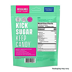 SmartSweets Lollipops, Blue Raspberry & Watermelon Flavors, Hard Candy with Low Sugar (1g), Low Calorie (40), No Artificial Sweeteners, Plant-Based, Gluten-Free, 3oz (Packaging May Vary)