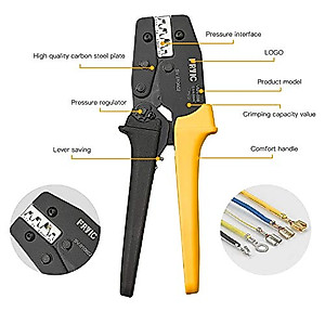 Fryic Ratchet Crimping Plier VSN-03B Used for 21-9 AWG (Similar to 0.5-6 mm²) Non-Insulated Tabs and Receptacles Ratchet Crimping Tool