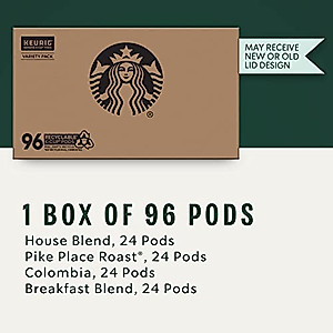 Starbucks K-Cup Coffee Pods—Medium Roast Coffee—Variety Pack—100% Arabica—1 box (96 pods)