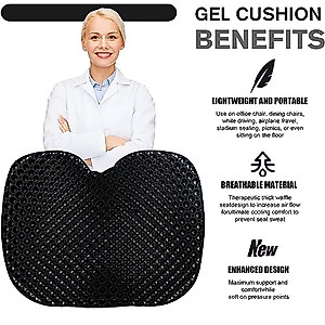 Aiouarc Gel Seat Cushion, Breathable Honeycomb Design, Gel Seat Cushion for Long Sitting, Tailbone Pain Relief Cushion, Office Chair Cushion, Wheelchair Cushion, Car Seat Cushion, Chair Pads