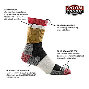 Darn Tough Men's Heady Stripe Micro Crew Light Cushion Sock (Style 1924) - Teal, Medium