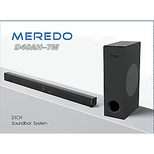 MEREDO Sound bar with Subwoofer 180W Detachable 2 in 1 Sound Bars for TV 2.1CH Treble & Bass Adjust 5 EQ Modes ARC/Optical/AUX/Bluetooth 12L Deep Bass for Home Theater Wall Mount-37 Inch