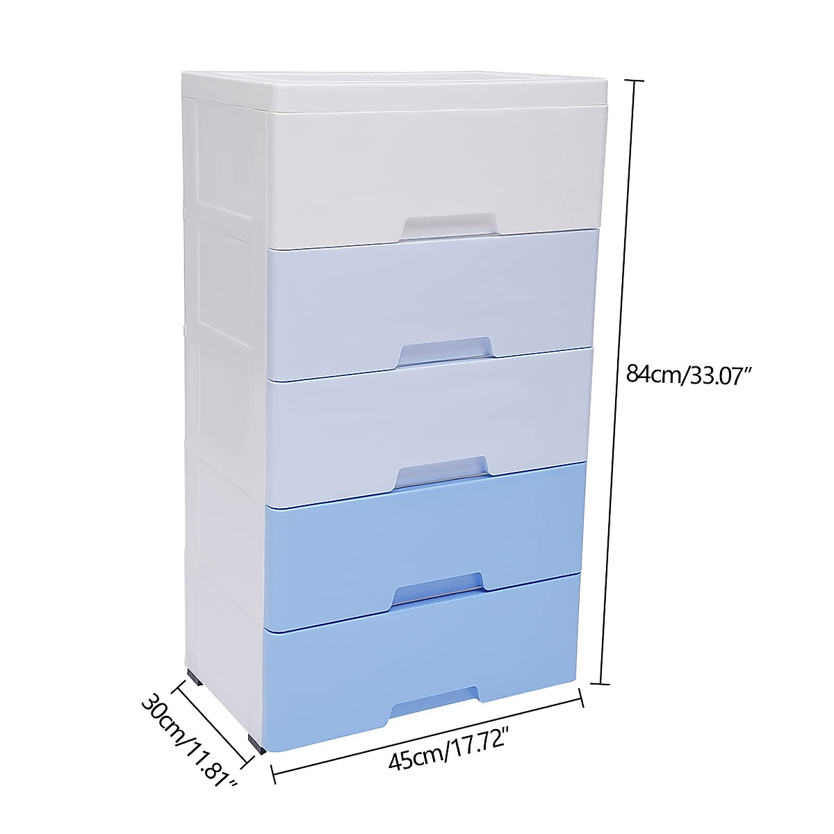 Plastic Drawers Dresser,5 Tier Storage Tower with 5 Drawer and Wheels,Storage Organizer Rack, Movable Storage Tall Small Cabinet Closet for Bed, Closet, Sofa, And Cabinet (Gradient Blue)