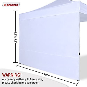 COOSHADE SunWall for 10x10 Pop up Canopy Tent, 1 Pack Sidewall Only (White)