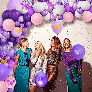 150pcs Butterfly Birthday Party Decorations for Girl-Purple Pink Balloons Garland Kit Butterfly Tablecloth 36pcs Butterfly Stickers for Baby Shower Decorations for Girl Birthday Party Supplies Decor.