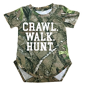 Southern Designs Crawl Walk Hunt Camo Baby Body Suit - Hunting Baby Clothing or Gift - 6 Month