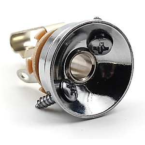 Electrosocket Jack Plate for Telecasters - Polished Chrome Finish + Switchcraft J11 Mono Jack