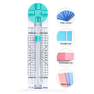 Paper Trimmer Craft Paper Cutter: 4 Style Multi-Function Scrapbooking Tool with Dial Blades of Straight,Wave,Dotted,Perforated,Creasing for Cutting Paper,Coupons,Photos,Postcards,Scrapbook,Card