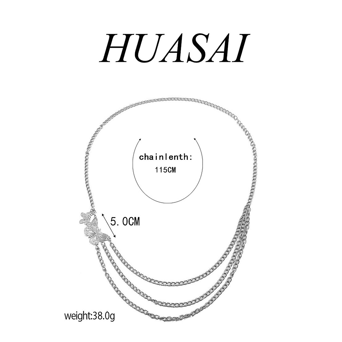 Belly Chain Belt Waist Chain Belt Western Concho Cowgirl Chain Belt for Jeans Country Concert Dress Long Tassel Body Chain Jewelry Country Concert Outfits for Women (Butterfly Silver)