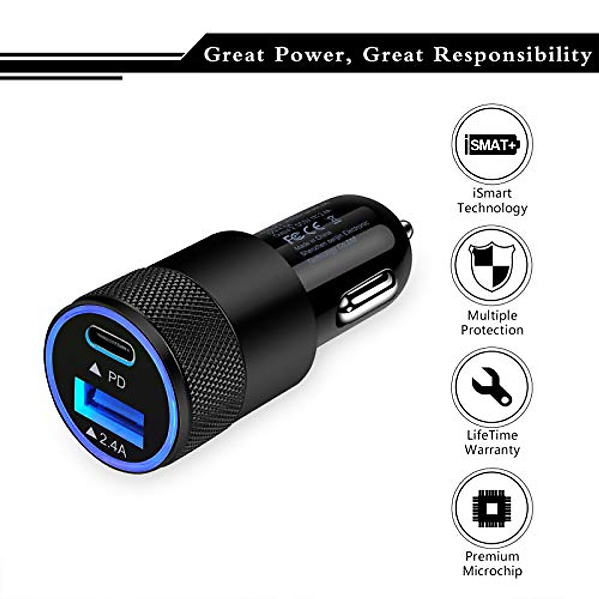 USB C Fast Car Charger,30W 3.0 PD Type C Car Adapter 2 Port USB C Car Plug Compatible for iPhone 14/13/12 Pro Max/11 Pro Max/SE/X/XR/8/7/6 Plus,Samsung Galaxy S23 S22 S21 S20 S10 Plus,Google Pixel 7 6