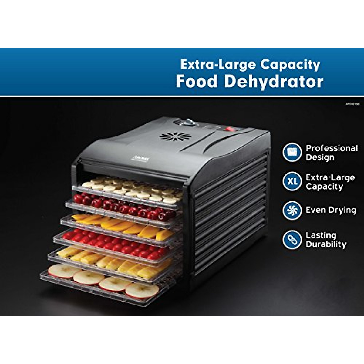 Aroma Housewares - AFD-815B Aroma Housewares Professional 6 Tray Food Dehydrator, Black