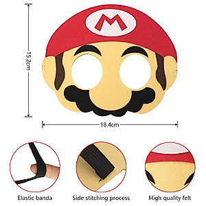 12Pcs Felt Mask, Birthday Game Themed Masks, Cosplay Party Masks, Felt Masks, Children's Party Masks, Character Masquerade, Halloween Dress Up Party Supplies for Boys and Girls Role Play