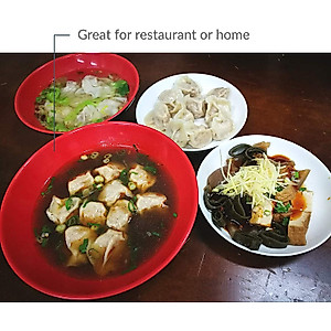 JapanBargain, Udon Bowl Japanese Ramen Noodle Pho Wonton Soup Bowl Black and Red Color 8 inch Diameter Commercial Grade for Restaurant or Home, Red/Black