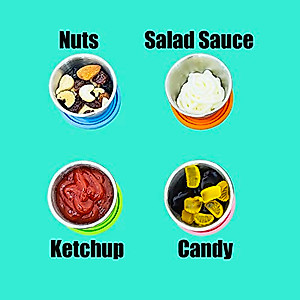 Wobye 4 Pack 2.4oz Reusable Salad Dressing Container To Go, Small Condiment Containers with Leakproof Silicone Lids Stainless Steel Sauce Cups for Condiments, Dips, Dressings & Lunch Box