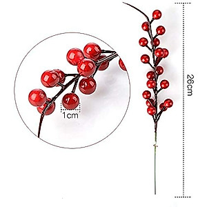 UWIOFF 12 Pack Artificial Red Berry, 10.2" Holly Christmas Berries Stems for Christmas Tree Wreath Decorations, Crafts, Festival Holiday and Home Decor