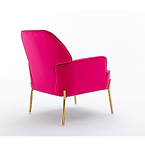 ZOBIDO Comfy Velvet Accent Chair with Glam Metal Legs for Dining Room Bedroom Living Room Beauty(Rose red)