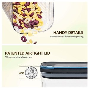 LINKLIFE Flip-Lock Airtight Food Storage Containers 6-PC (0.6 Qt*2+1.6 Qt*3+3.4 Qt),Leakproof Ring Seal Top,Anti-Slip Pantry Canister for Flour Sugar,Coffee,Dog Food Treat,Rectangle Black