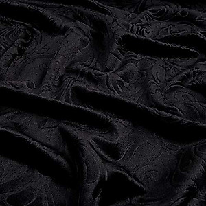 Embossed/Brocade Velvet Scroll by Unique Quality Fabrics - Fabric for upholstering Furniture, Pillows, tablecloths, Crafts, Sewing, Draping (Cut by The Yard, Black)