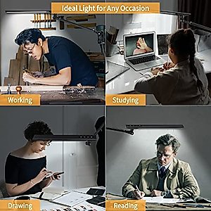 PHIVE LED Desk Lamp, Architect Clamp on Desk Light, Eye-Caring Metal Swing Arm Drafting Table Lamp, Dimmable, 4 Color Modes - Great for Workbench, Office, Task, Reading, Drawing (Upgraded Version)