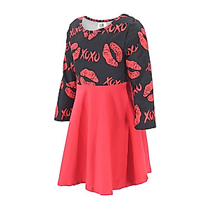 Unique Baby Girls Valentines Day Kisses Lips Tutu Dress (4Y, Red)