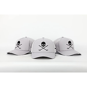 SHANKITGOLF Skull & Crossbones Golf Hat - Adjustable, Breathable, Snapback Trucker Hat - Funny Skull Cap, Perfect for Golfing, Hiking, Fishing, Running & Outdoor Activities (Gray)