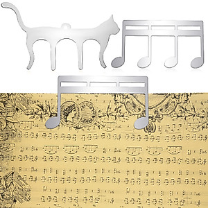 2Pcs Music Book Clip, Metal Music Book Clip Page Holder Music Stand Clips Sheet Music Clips for Piano Keyboard Stands Books (Silver)