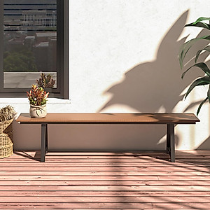 Giantex Outdoor Bench, 3-4 Person Garden Bench, 72" Long Patio Bench with Metal Frame, 1100 LBS Capacity, Weatherproof Backless Park Bench, Outside Dining Bench for Lawn, Front Porch, Backyard