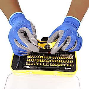 COOLJOB Large Size 10 Pairs Safety Work Gloves, Blue Gray, Nitrile Rubber Coated, Non-slip, Oil Resistant, Hand-friendly, Multi-purpose, Machine Washable