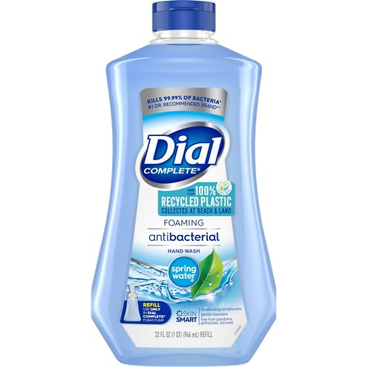 Dial Complete Antibacterial Foaming Hand Soap Refill, Spring Water, 32 Fl Oz