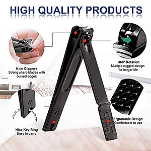 Manicure Pedicure Kit Nail Clippers Set 18 in 1 High Precision Stainless Steel Cutter File Sharp Scissors for Men & Women Fingernails & Toenails Vibrissac Scissors with Stylish Case (black&red_8in1)