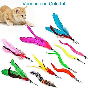 JIARON Cat Toys Feather Toy, 2PCS Retractable Cat Wand Toys and 10PCS Replacement Teaser with Bell Refills, Interactive Catcher Teaser and Funny Exercise for Kitten or Cats.