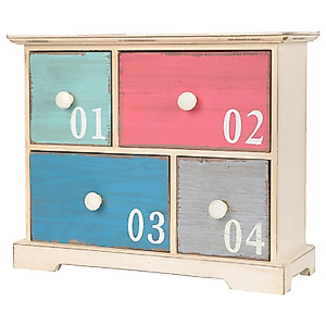 Zerodeko Cabinet Dresser Covered Makeup Organizer Makeup Vanity Desk Dresser Makeup Organizer Desk Storage Drawer Apothecary Cosmetic Holder Rustic Wood Storage Box Dressing Table