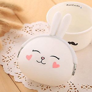 Cartoon Silicone Rabbit Bunny Purse Coin Key Holder Clutch Girls Wallet Cute Thin Checkbook Wallets for Women
