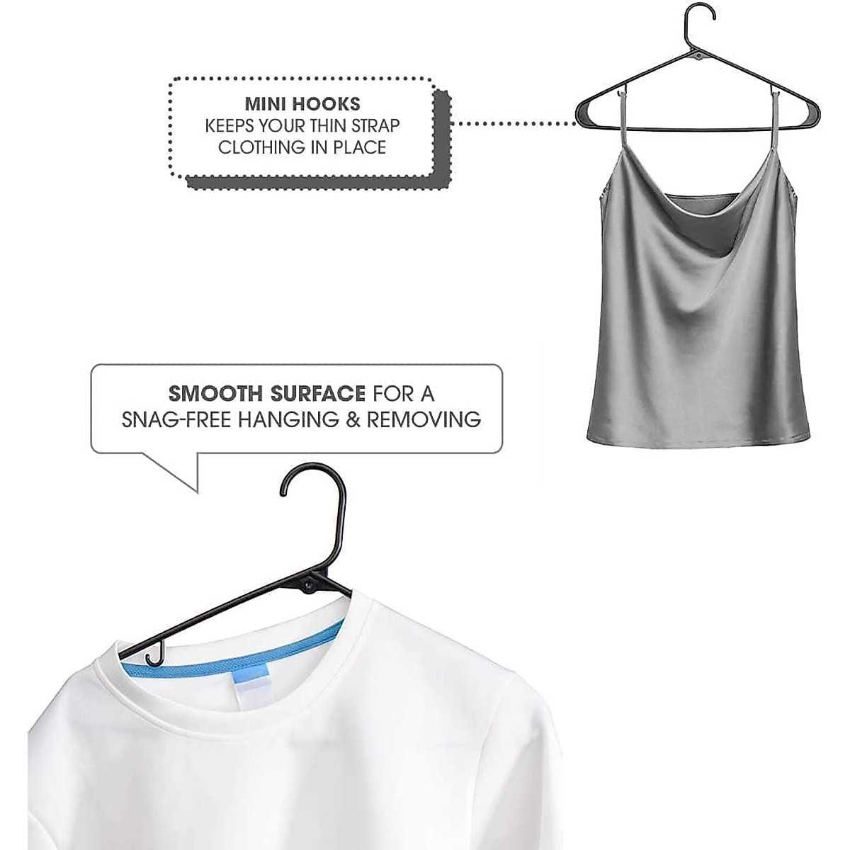 cozymood Black Plastic Hangers 10 Pack, Plastic Clothes Hanger, Heavy Duty Plastic Coat Hangers for Closet, Clothing Hangers Plastic Shirt Hangers Adult Hangers for Everyday Use & Closet Organization