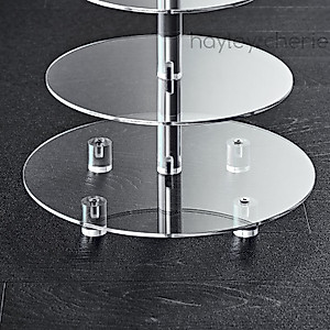 4 Tier Cupcake Stand, Round Acrylic Cupcake Tower, Multi Tiered Cake Stand, Large Clear Holder for Dessert Table Display, Weddings, Graduations, Birthday, Tea Party, Baby Shower, Donut Tree, Pastry