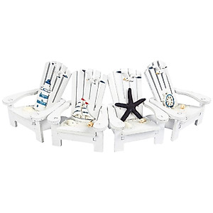 Juvale Set of 4 Mini Beach Chair for Bathroom, Nautical Home Decor, Ocean Decorations (4 in)