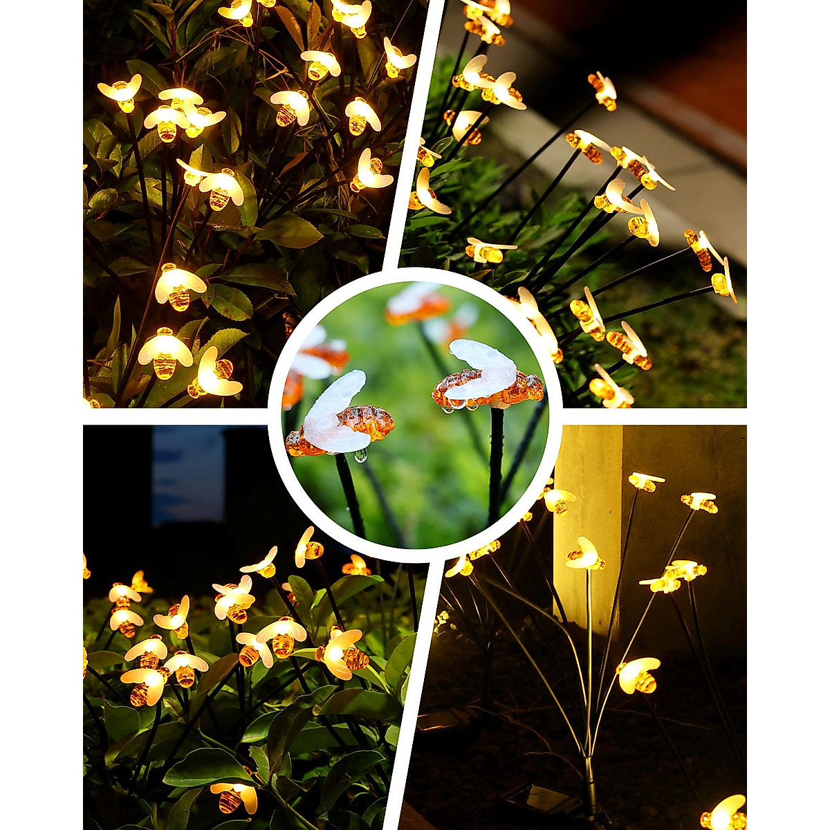 Otdair Solar Lights for Outside Garden,New-Upgraded 4 Pack Solar Lights Outdoor Waterproof,Outdoor Lights Solar Powered Bee Lights,Garden Lights Solar Outdoor for Backyard Garden Warm 8LED