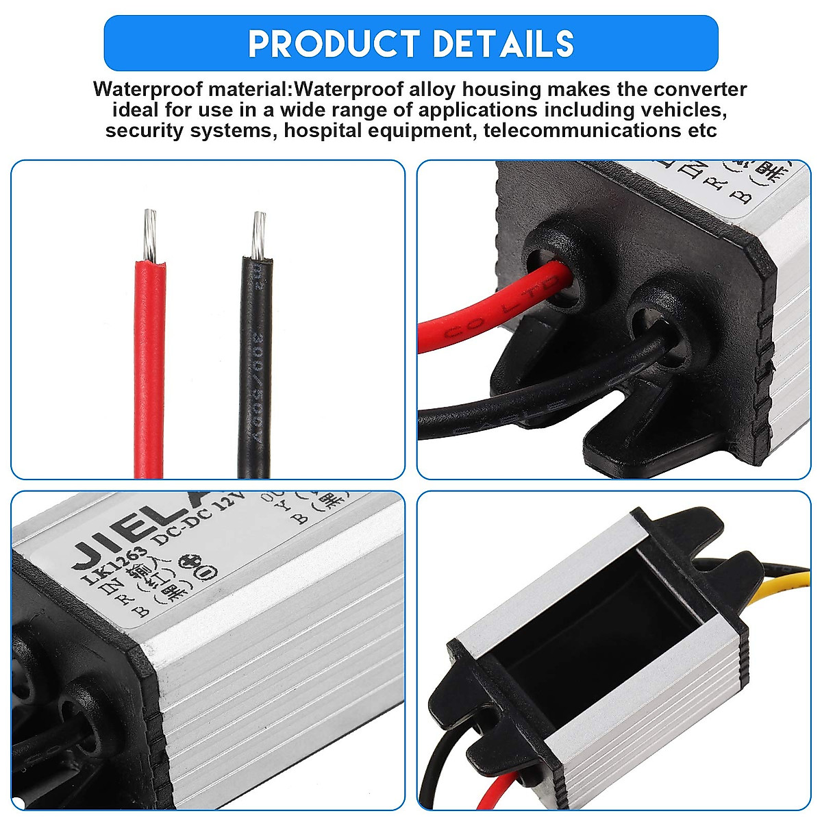 2 Pieces Car Power Converter Waterproof 12V to DC 5V Buck Voltage Regulators 3A 15W Voltage Converter Module for Car Truck Boat Solar System (Accept DC 8V - 22V Inputs)