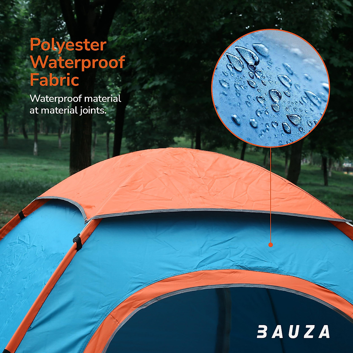 BAUZA 3-4 Person Pop Up Waterproof Tent, Spacious Interior, Easy Setup, Ideal for Camping and Hiking
