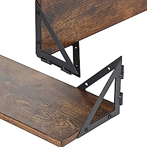 VECELO Floating Shelves, 3 Sets of Wall Mounted Shelf for Bathroom Decor, Bedroom, Living Room and Plants - Classic Brown