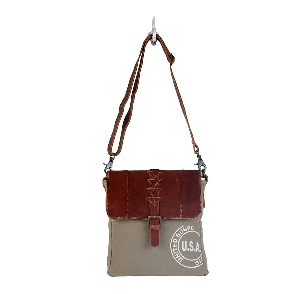 Myra Bag Retro-Inspired Small & Crossbody Bag Upcycled Cotton & Leather S-2859