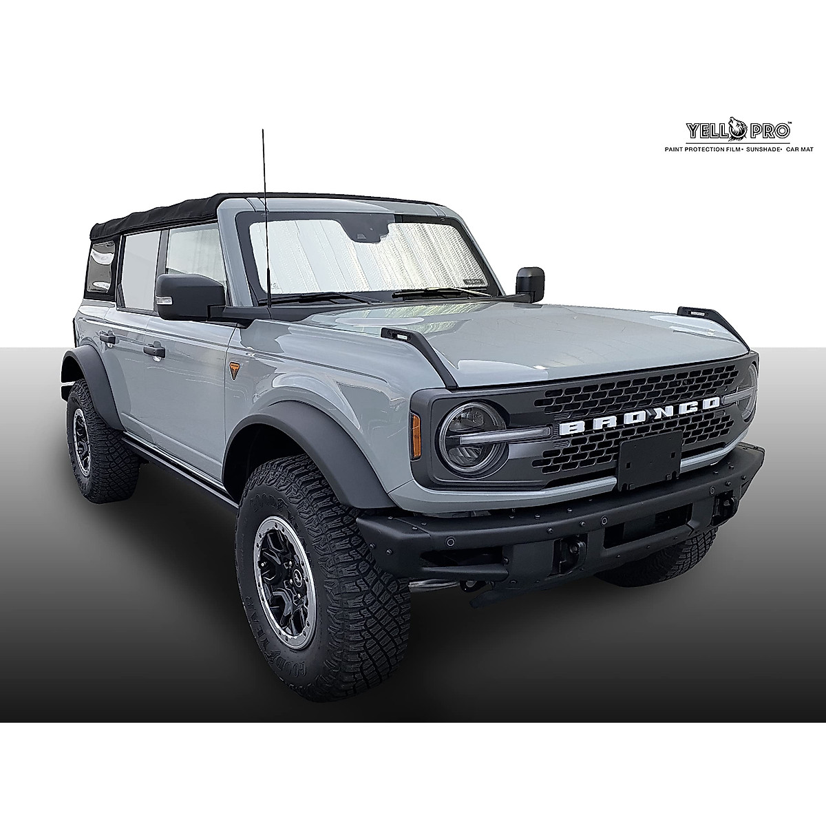 YelloPro Auto YelloPro Custom Fit Reflective Front Windshield Sunshade for 2021 2022 2023 2024 Ford Bronco SUV - (Nor for Sport Model), Sun Protection UV Reflector Accessories [Made in USA]